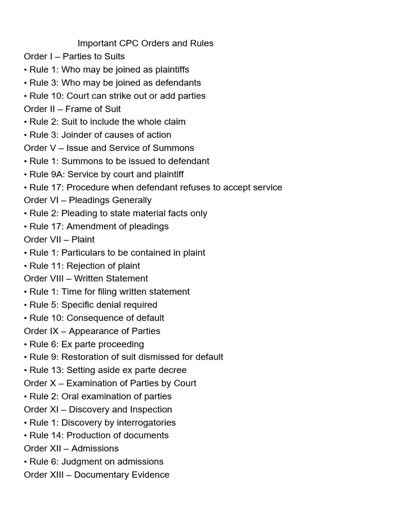 Convert (Important CPC Orders and Rules) 04072025 | PDF | Lawsuit | Discovery (Law)
