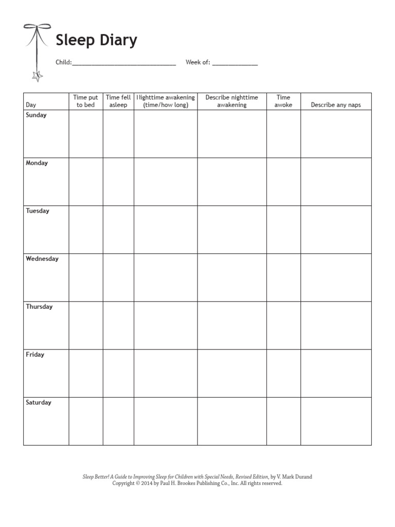 Childrens Sleep Diary | PDF