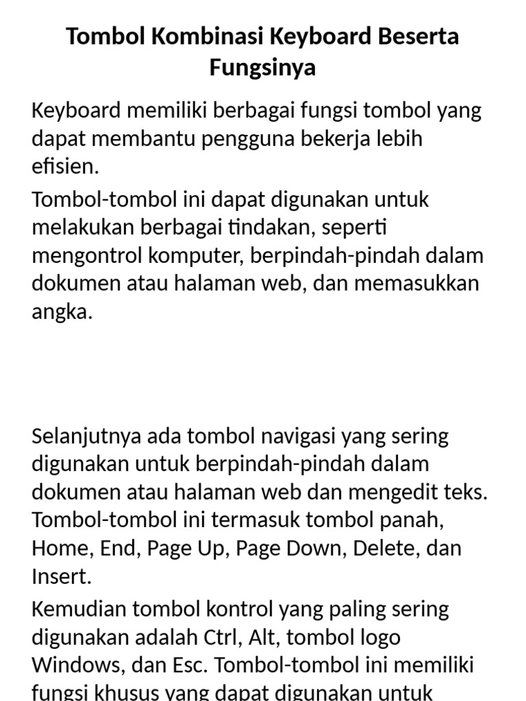 Kombinasi Tombol Keyboard dan Fungsinya | PDF