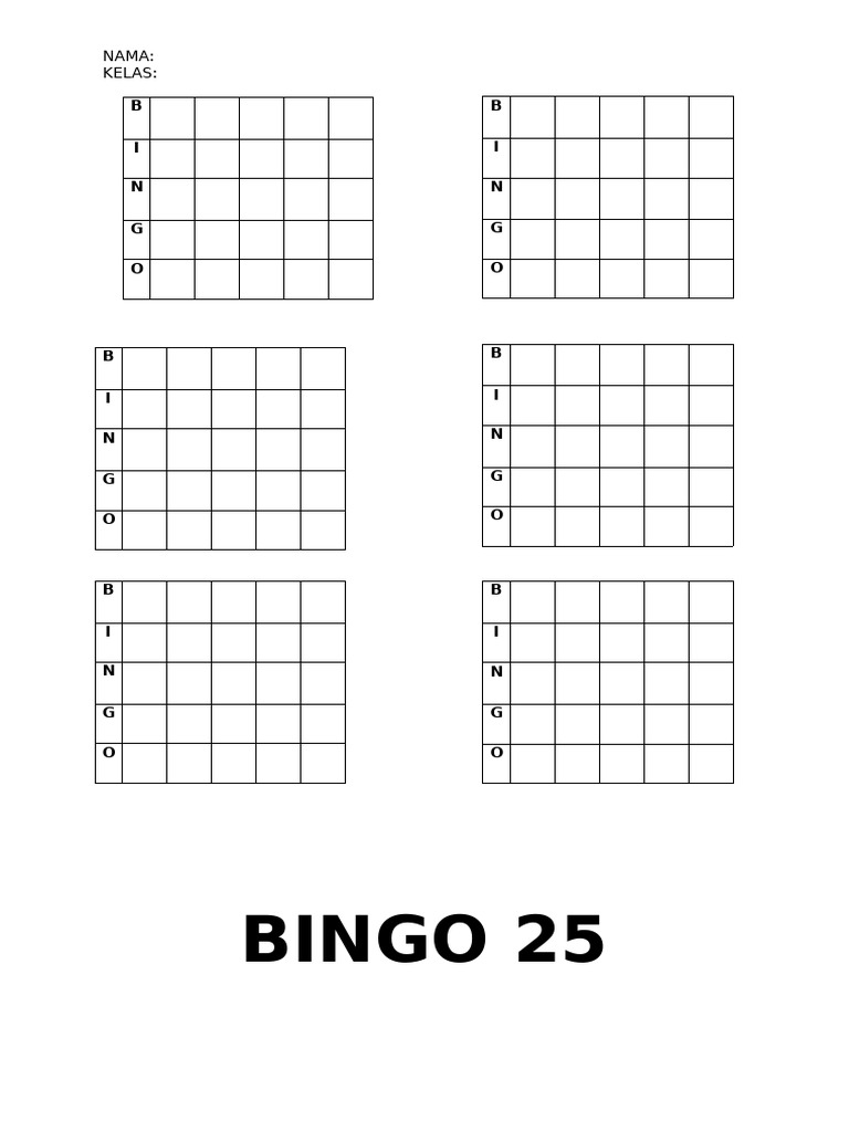 Bingo 25 Tahun 5 | PDF