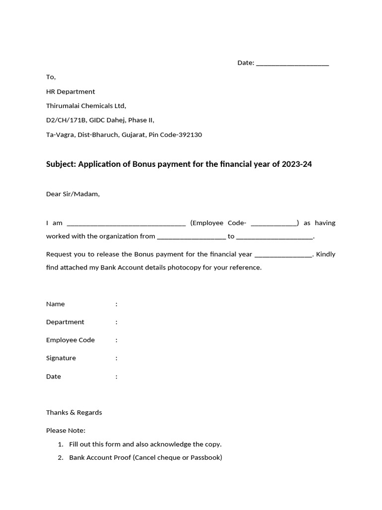Bonus Application | PDF