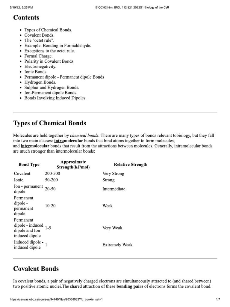 1-3 Types of Chemical Bonds | PDF