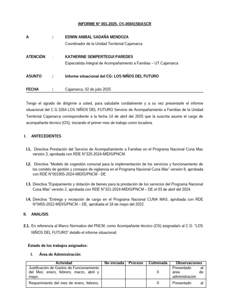 Modelo de Informe Situacional. | PDF