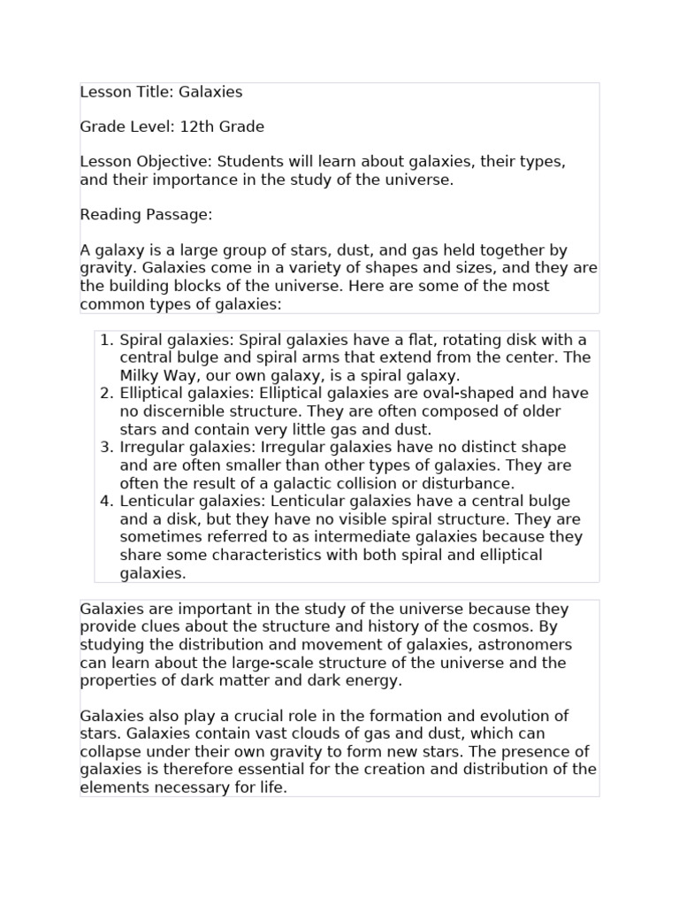 Lesson 5 Galaxies | PDF