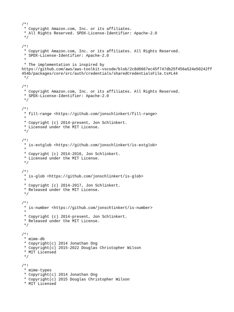 Aws LSP Codewhisperer - js.LICENSE | PDF | Computer File Formats | Copyright Law
