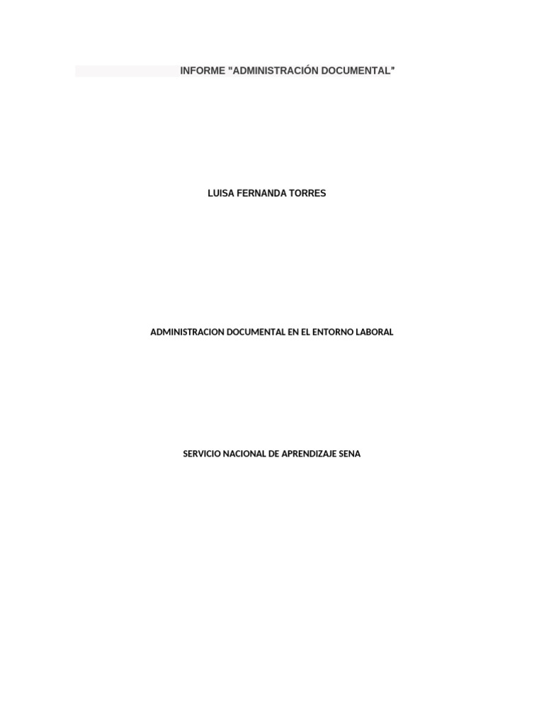 Informe Administracion Documental 1 | PDF | Gestión de registros