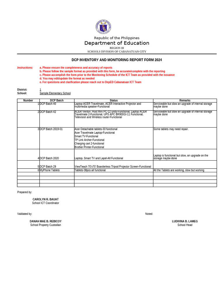 DCP Monitoring Form 2024 | PDF | Computer Hardware | Computing