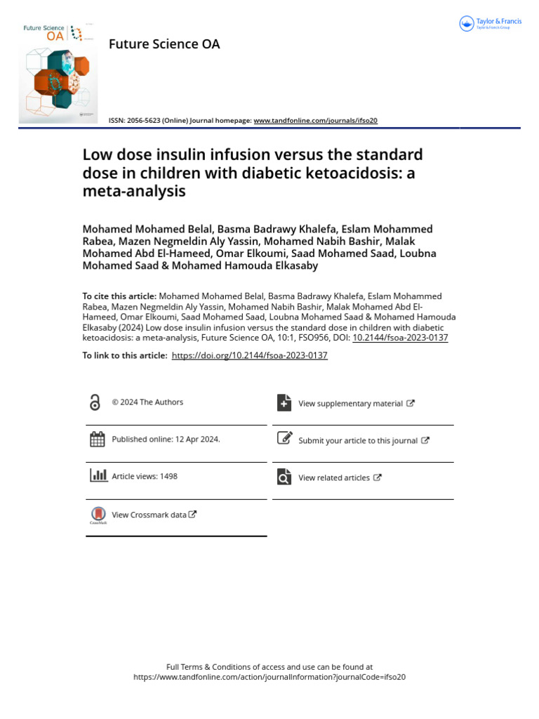 Low Dose Insulin in Pediatric DKA | PDF | Diseases And Disorders ...