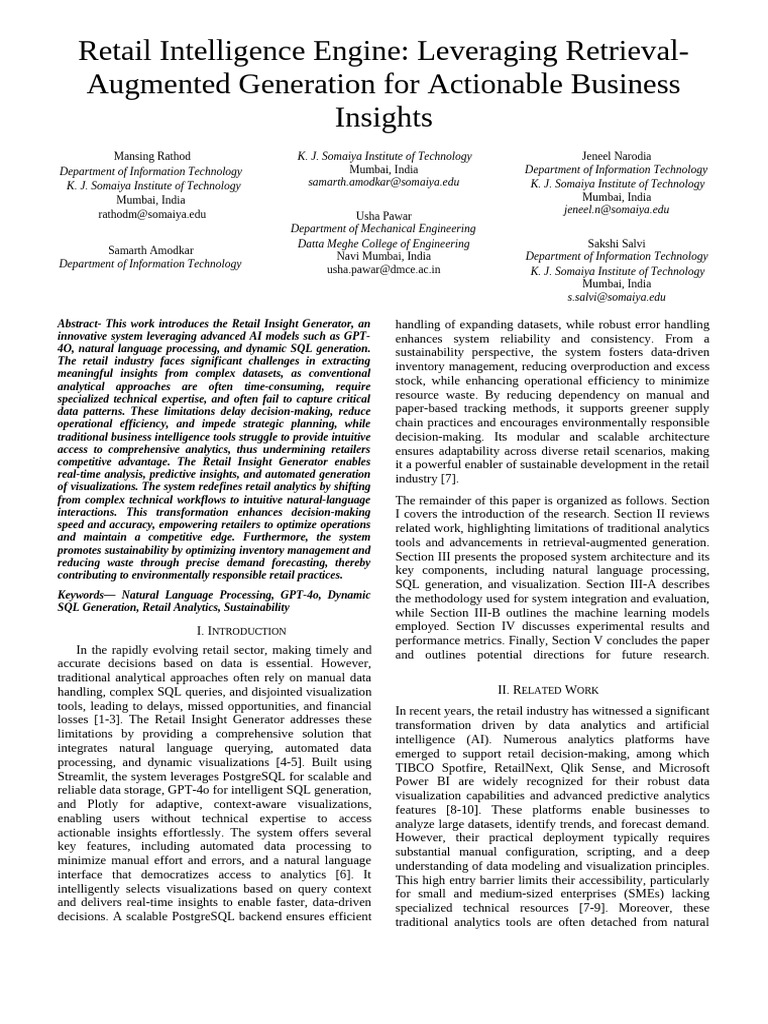 Retail Insight Generator Using Retrieval-Augmented Generation | PDF ...