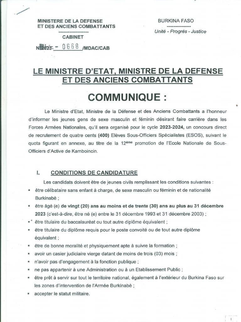 Recrutement 400 ESOS Cycle 20 | PDF