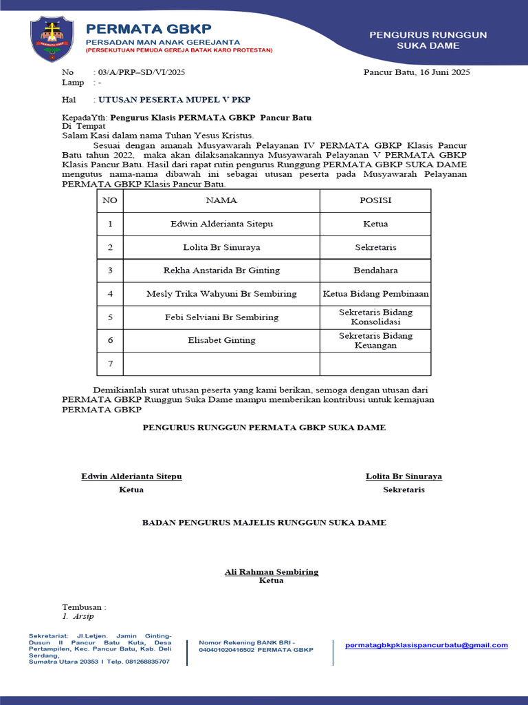 Surat Utusan Peserta Suka Dame | PDF