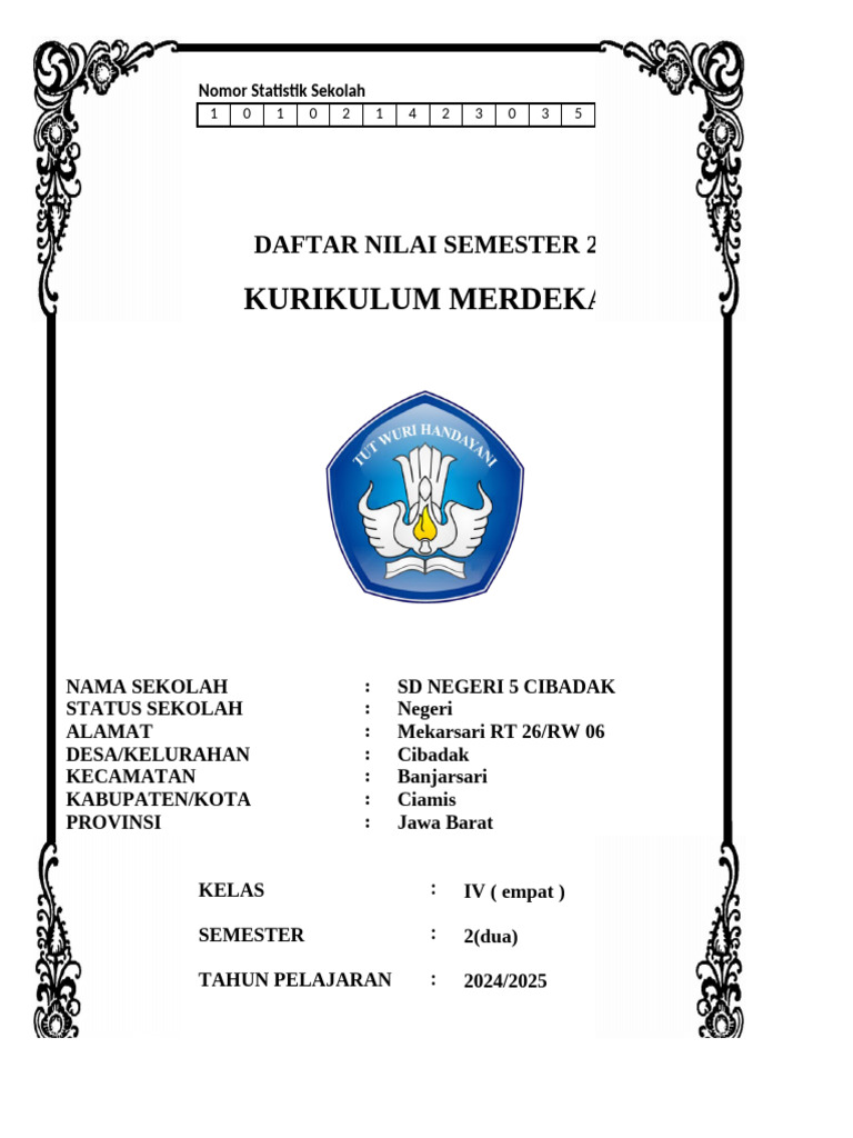 Daftar Nilai IKM Kelas 4 SMTR 2 2024-2025 | PDF