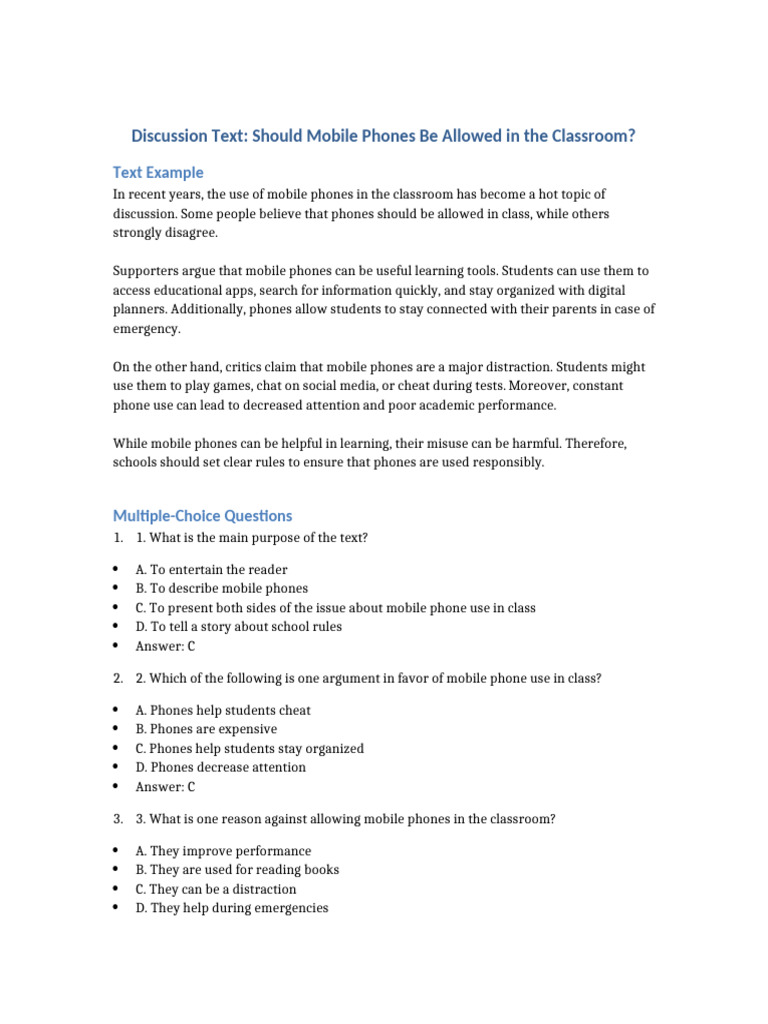 Discussion Text Mobile Phones | PDF