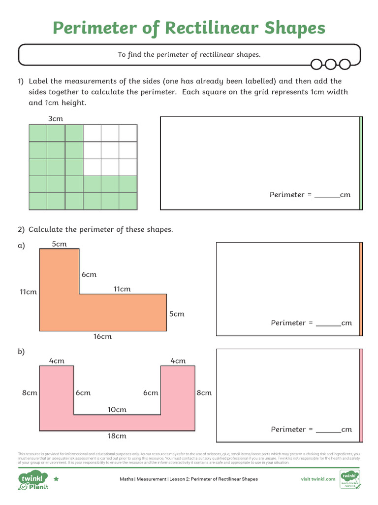 Perimeter of Rectilinear Shapes Differentiated Maths Activity Sheets - Ver - 1 | PDF | Euclid ...