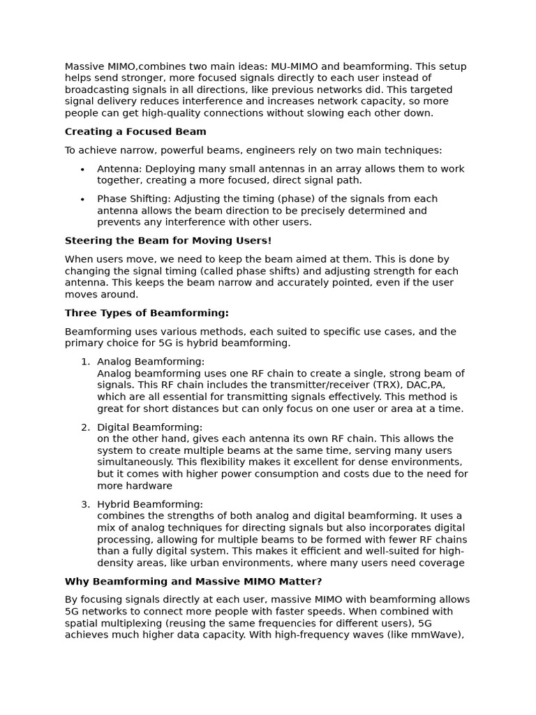 Beamforming (Simple Overview) | PDF | Mimo | Electrical Engineering