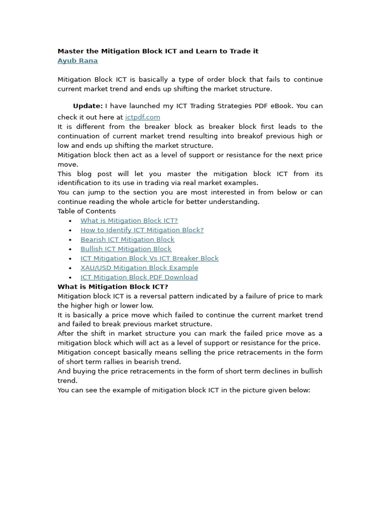 Mastering Mitigation Block ICT Trading | PDF | Market Trend | Private ...