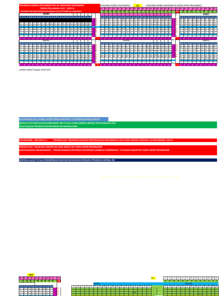 Jadwal Pelajaran Mts TP 2025-2026 | PDF