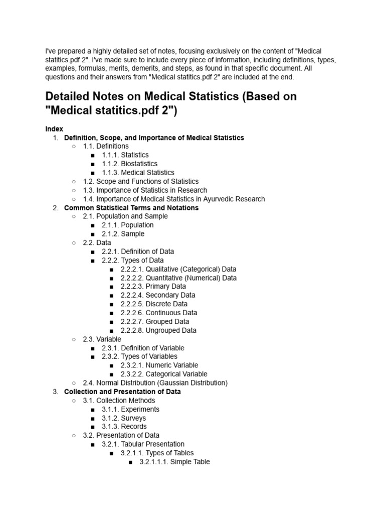 Comprehensive Medical Statistics Guide | PDF | Standard Deviation | Mean