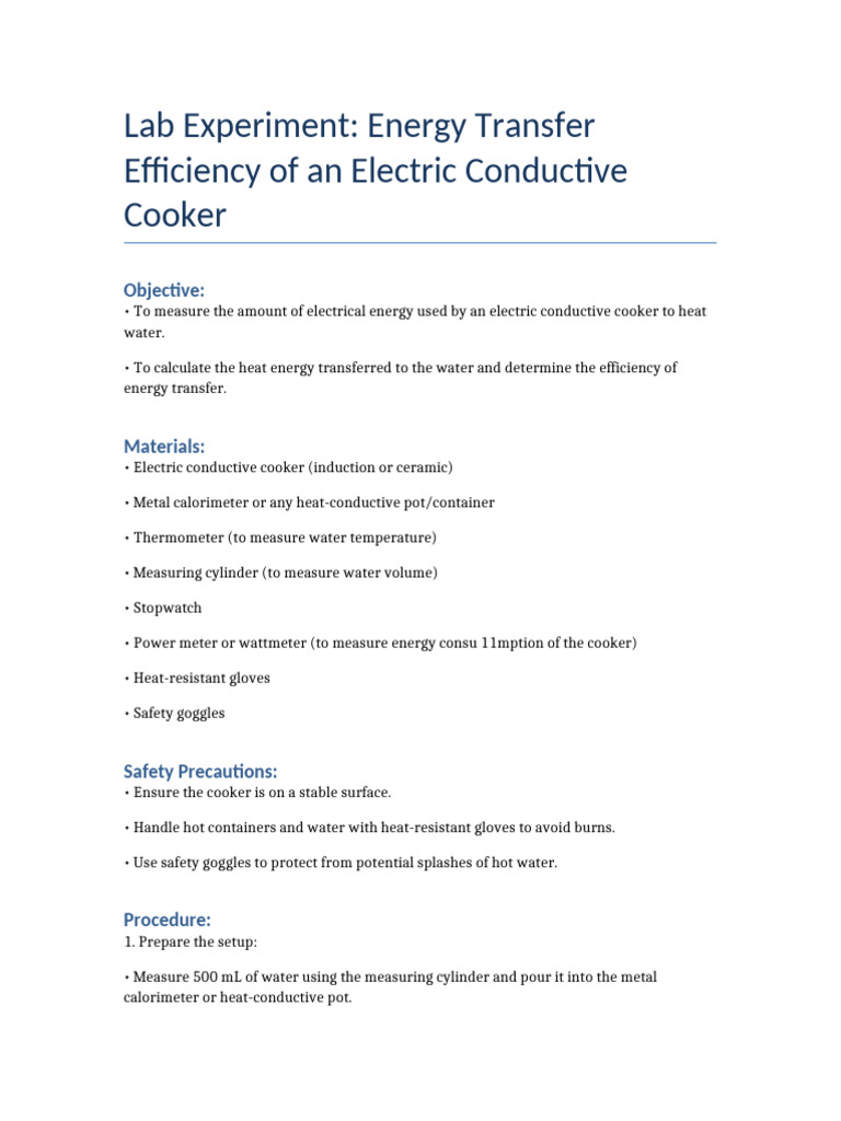 Lab Experiment Energy Transfer Efficiency | PDF | Heat | Efficient ...