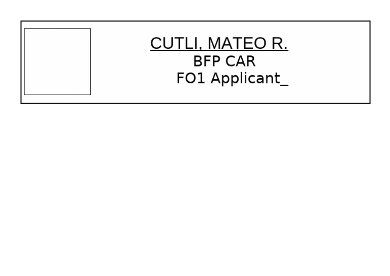 BFP Car Fo1 Applicant | PDF