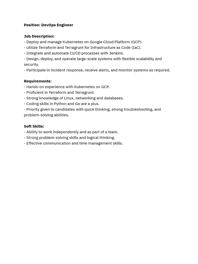 DevOps Engineer (DEX) | PDF