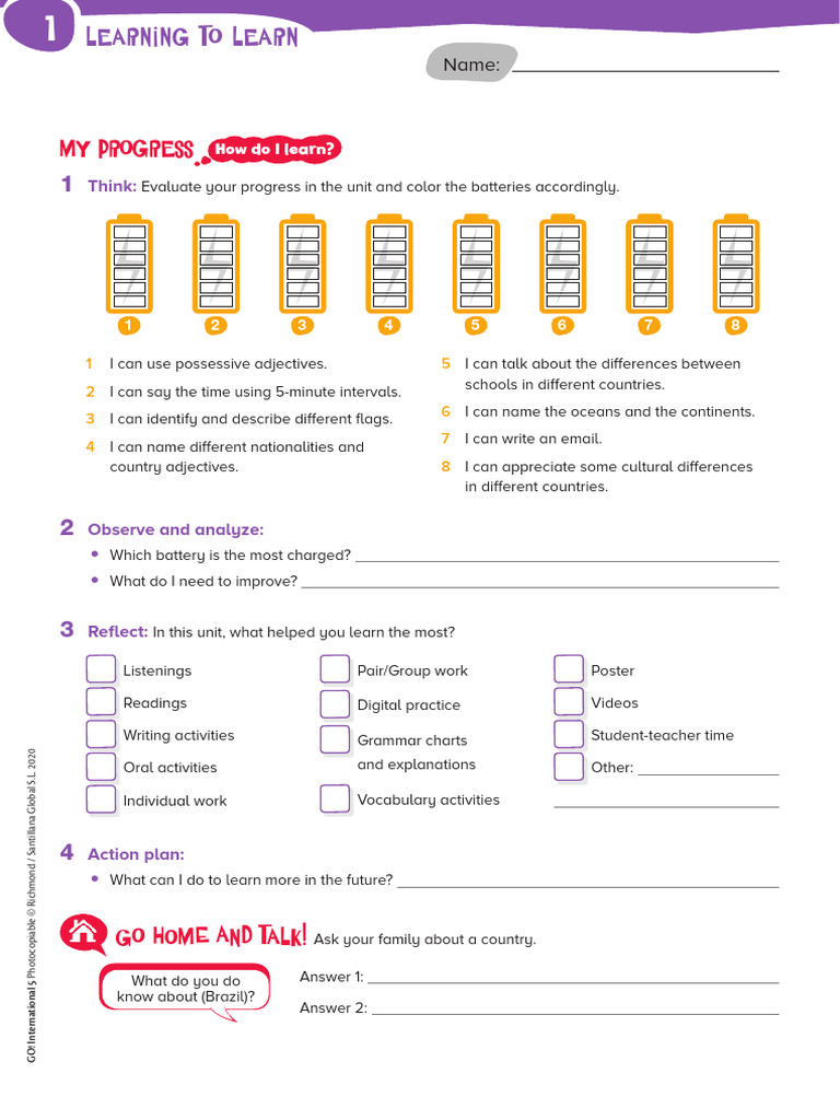 Go Int 5 Unit 1 Learning To Learn | PDF | Linguistics | Learning