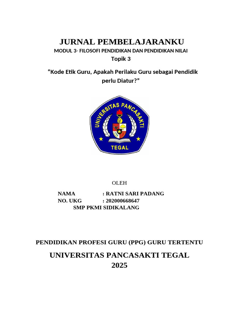 RATNI SARI PADANG - 202000668647 - Kode Etik Guru | PDF