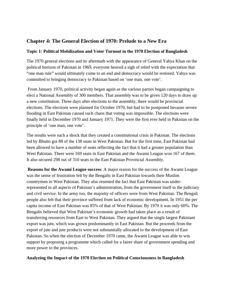Chapter 4 General Election of 1970 | PDF | Elections | Government