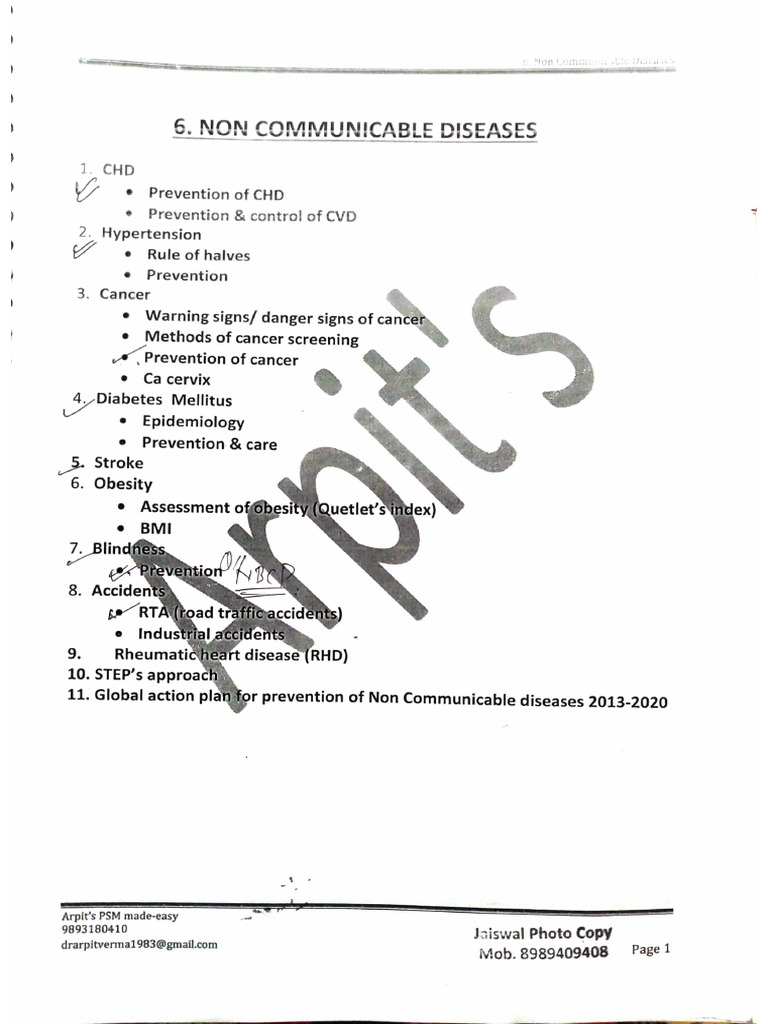 Non-Communicable Diseases | PDF