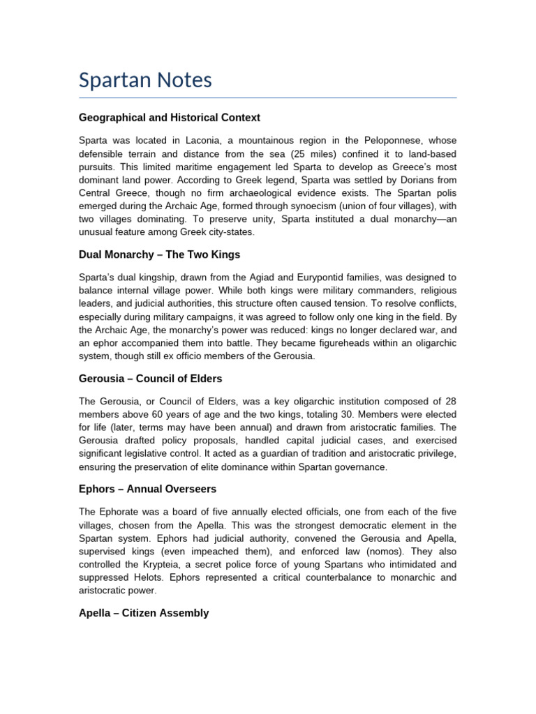 Spartan Political Structure Overview | PDF | Sparta | Ancient Greece