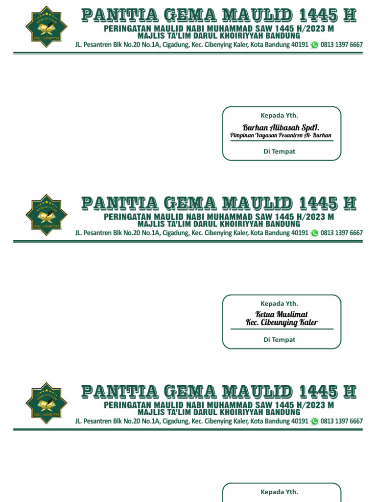 Cop Surat PHBI Darul Khoiriyyah 1 4 | PDF