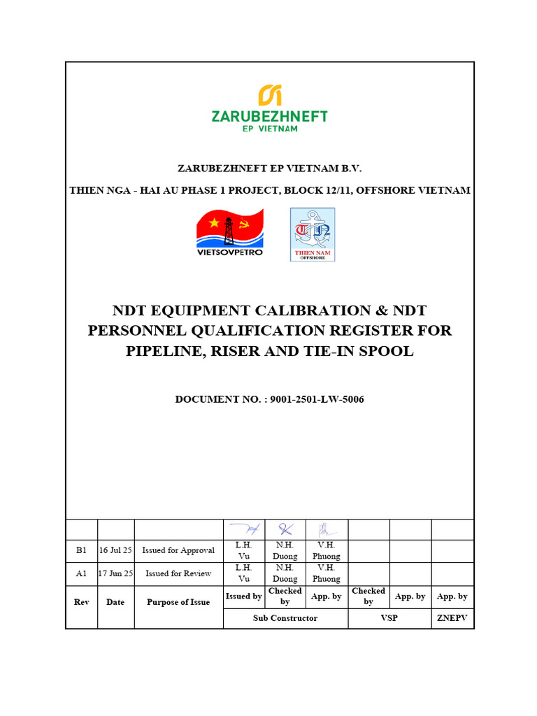 Tnha-9001-2501-Lw-5006 b1 NDT Equipment Calibration & NDT Personnel ...