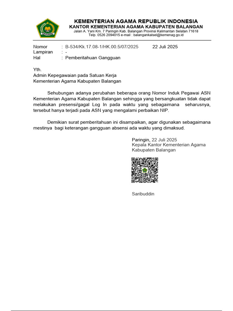 Suket Error Asn Pergantian Nip 2025 | PDF