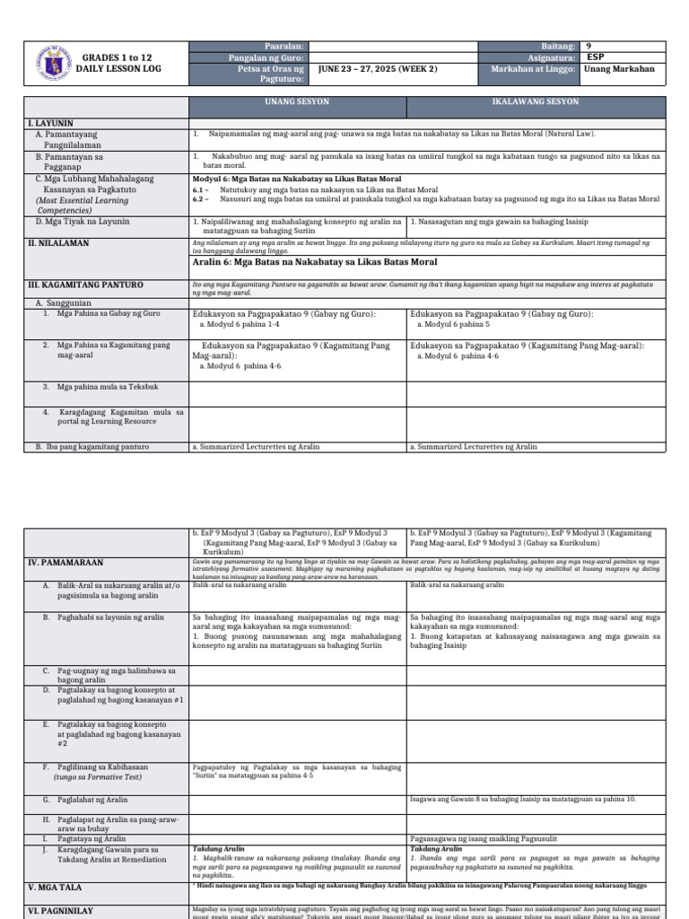 DLL_ESP 9_Q1_W2 | PDF