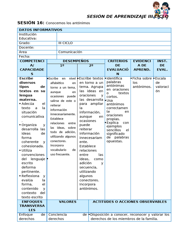 Sesión de Aprendizaje Iii Ciclo | PDF | Geometría | Ángulo
