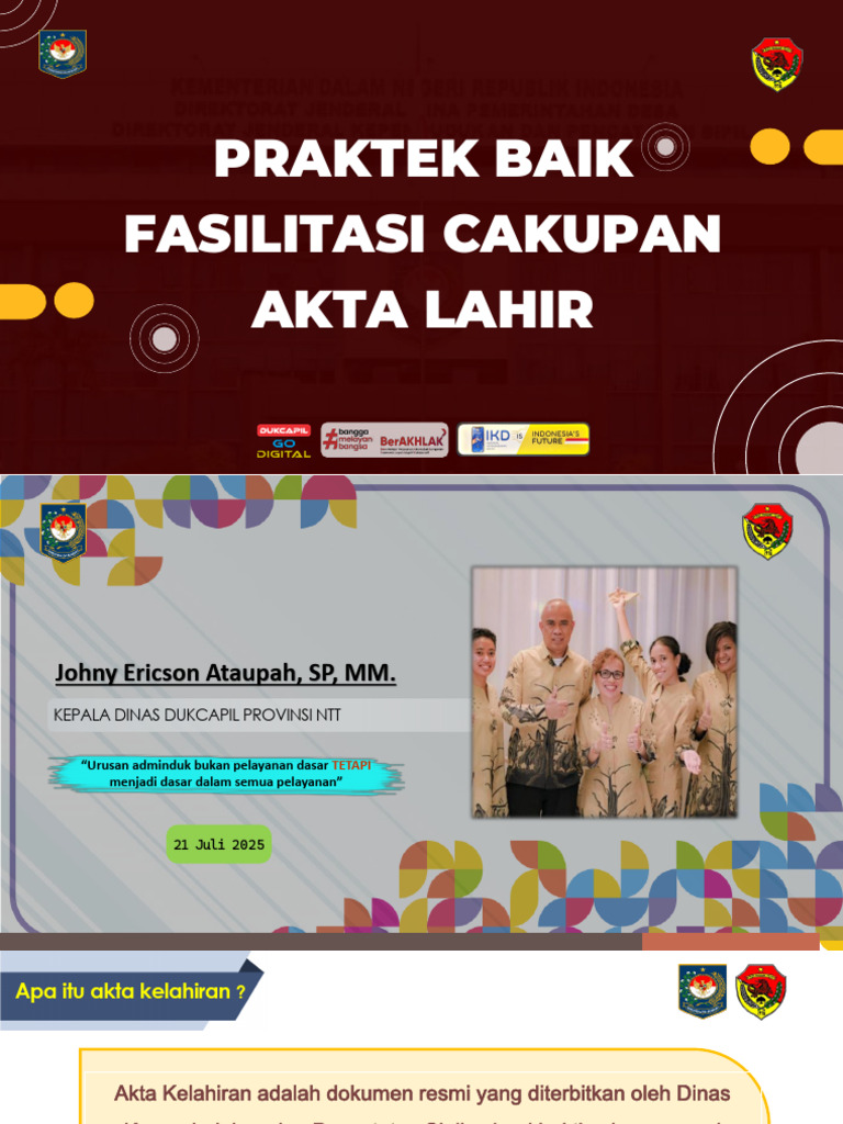 Praktek Baik-Inovasi Akta Anak Kepala Dinas Dukcapil NTT | PDF