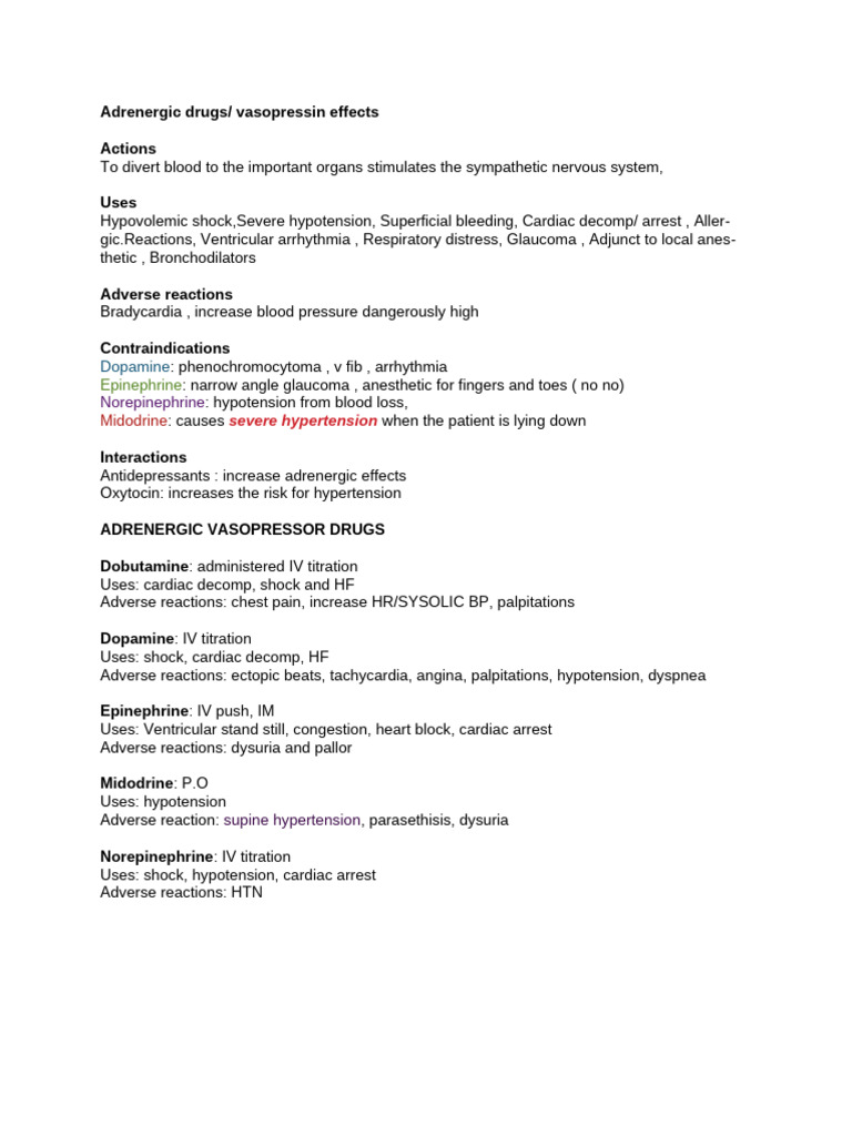 Adrenergic Vasopressor 1 | PDF