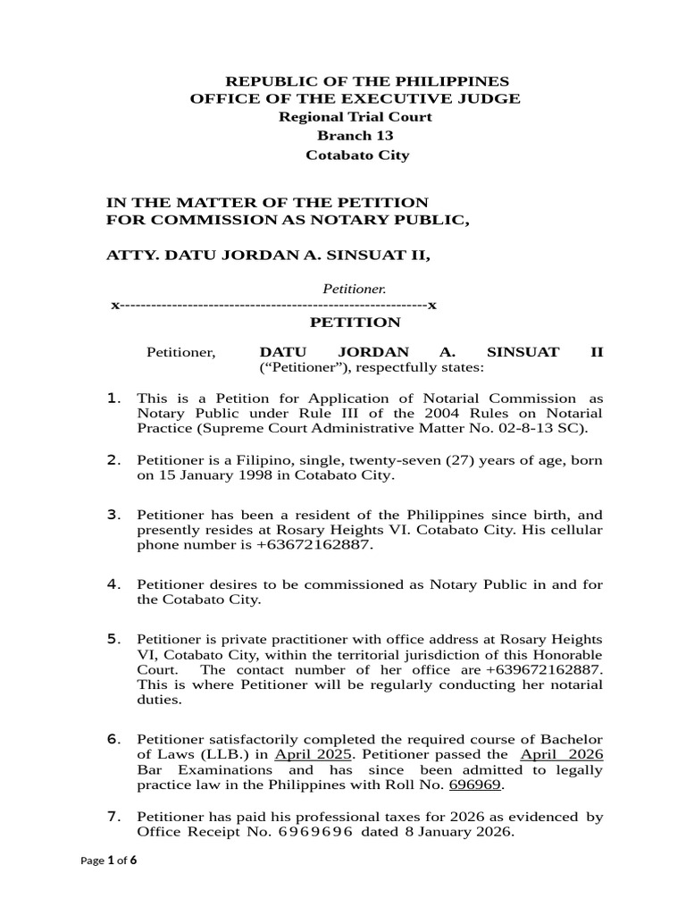 Sinsuat II, Datu Jordan A. | PDF | Notary Public | Justice