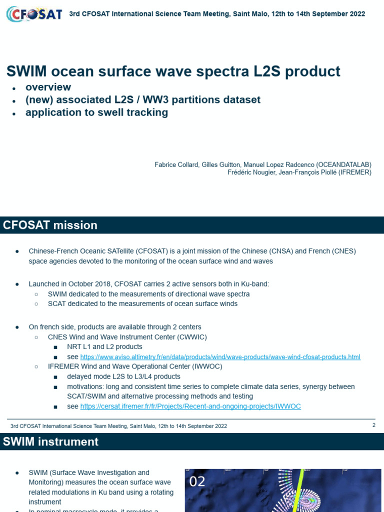 CFO22SWI-SWIM Ocean Surface Wave Spectra L2S Product | PDF | Applied ...