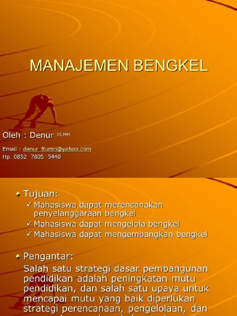 Manajemen Bengkel Oleh - Denur Ir, MM HP - 20250709 - 091254 | PDF