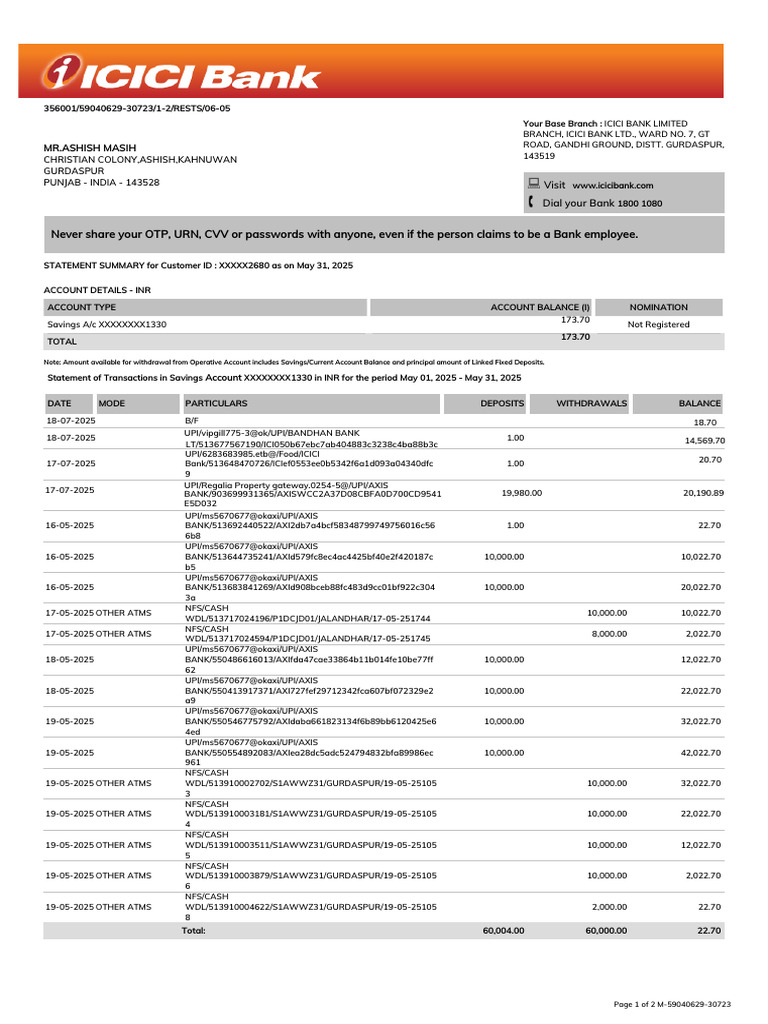 Statement 2025MTH05 680590882 Unlocked | PDF | Debit Card | Banks