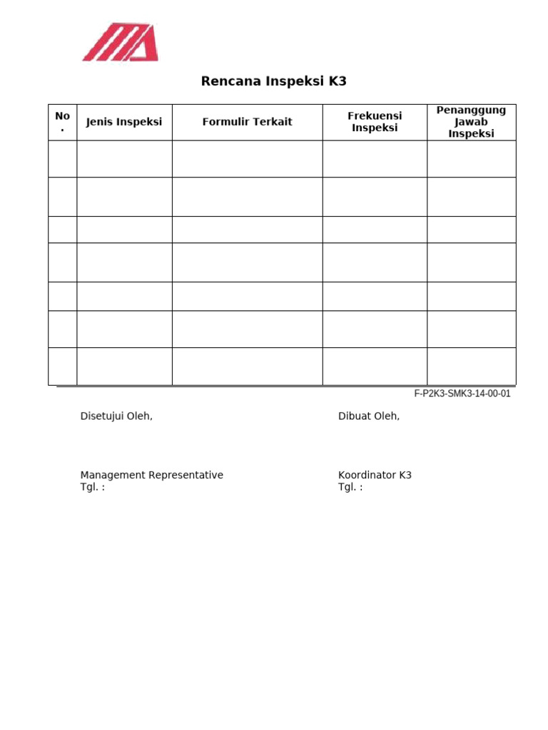 Formulir Lembar Periksa Inspeksi K3 | PDF