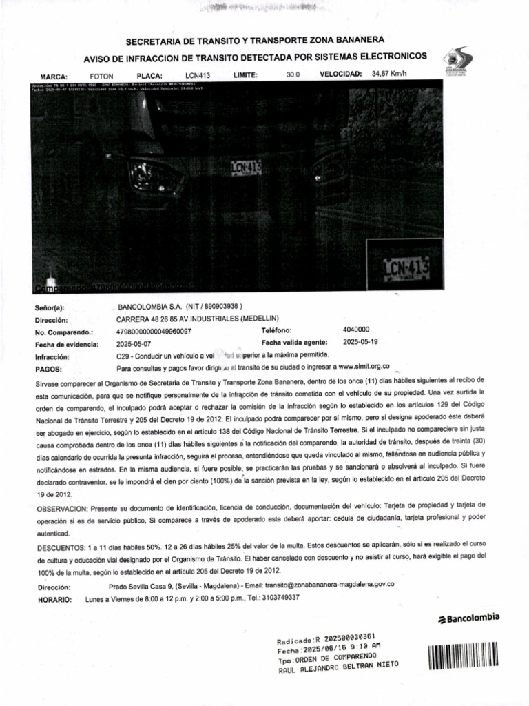 FotoMultas 202500030361 | PDF