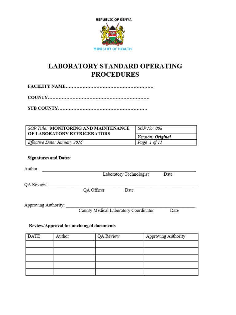 Lab Refrigerator Monitoring SOP | PDF | Quality Assurance | Refrigerator