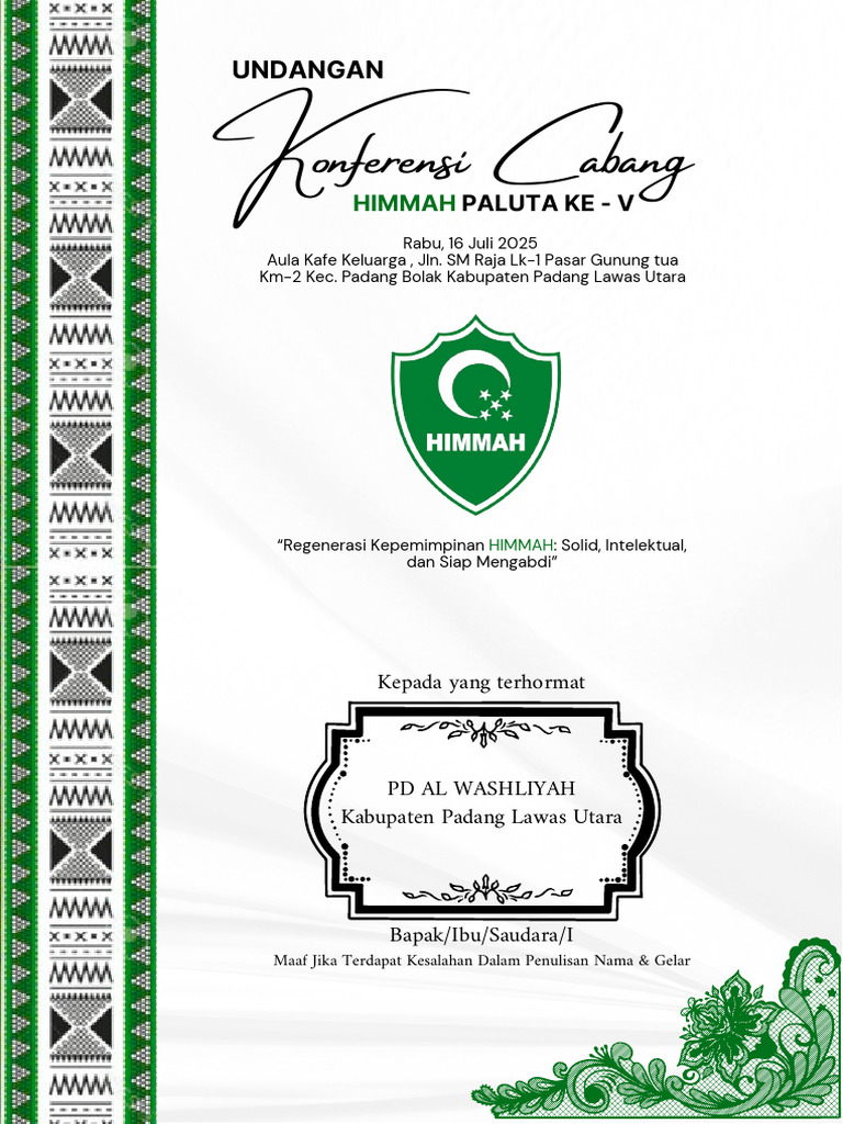 Undangan Konferensi Cabang HIMMAH V | PDF