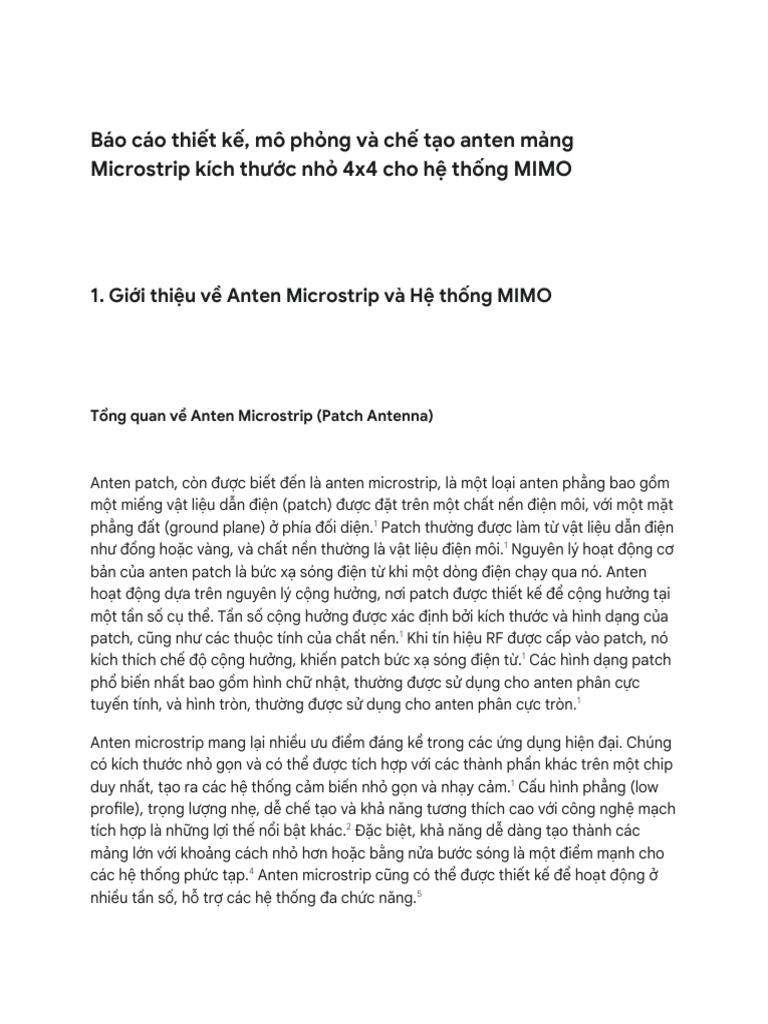 Thiết Kế Anten MIMO Microstrip - | PDF