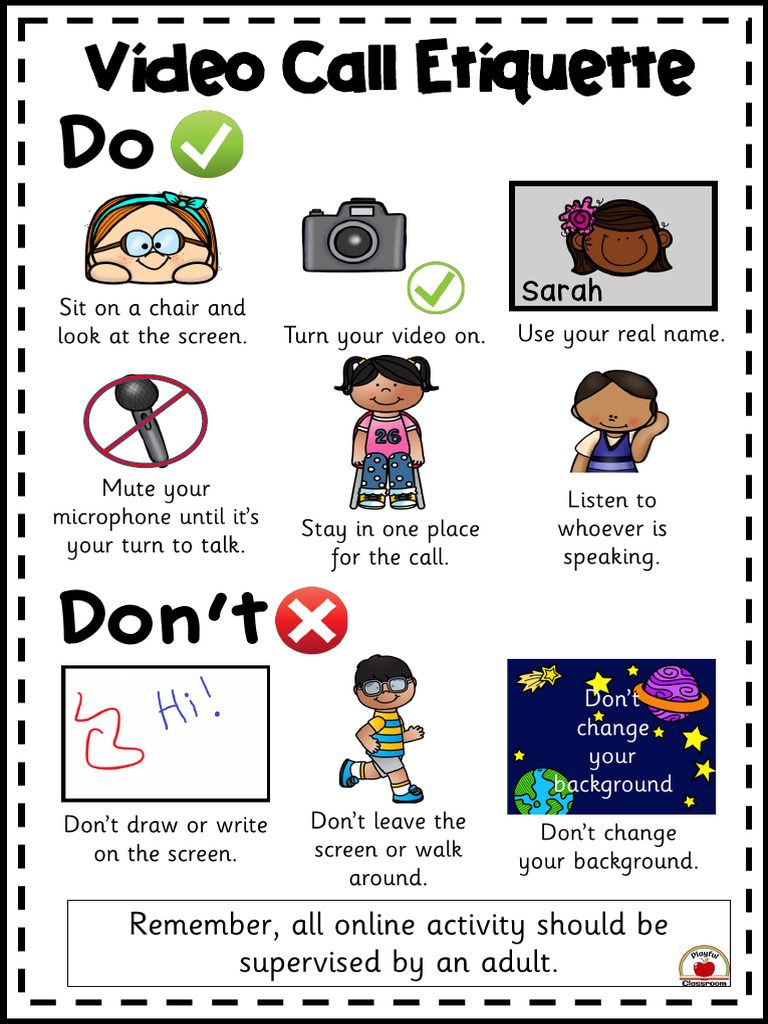 Video Call Etiquette Poster - Playful Classroom | PDF