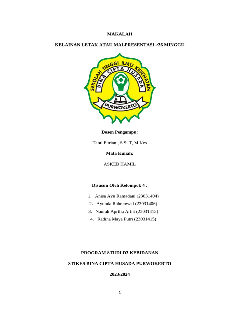 Malpresentasi Janin pada Kehamilan 21 Minggu | PDF