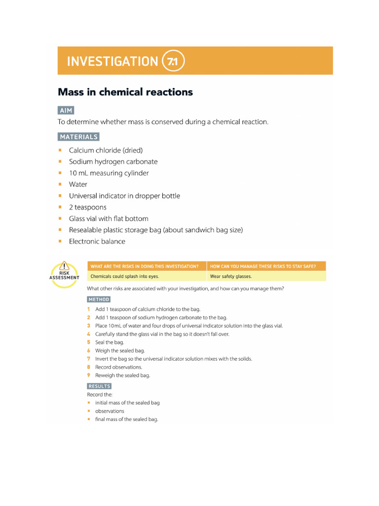 Conservation of Mass Experiment | PDF