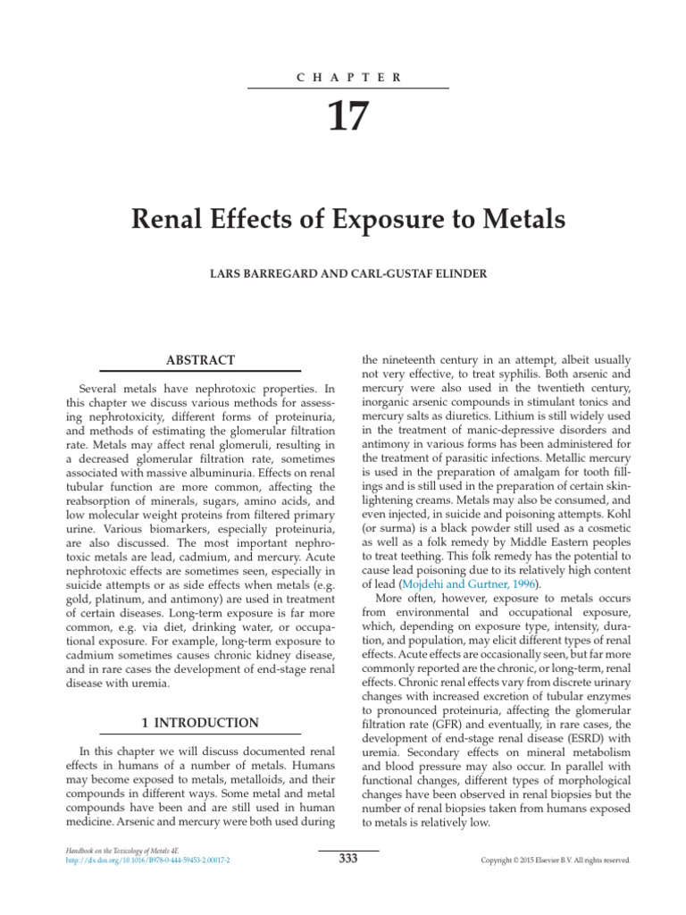Nephrotoxicity of Metals Explained | PDF | Creatinine | Kidney